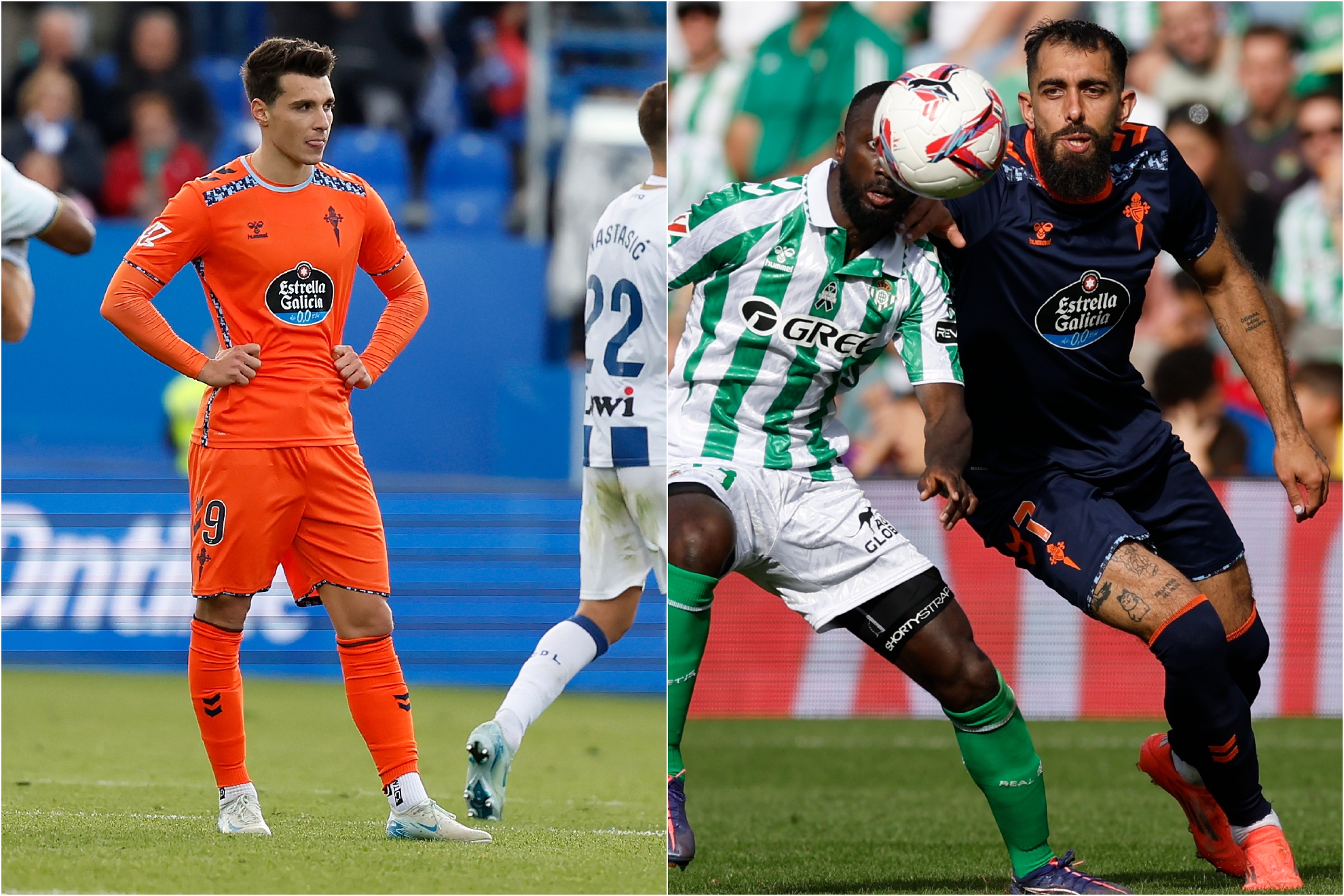 Douvikas y Borja Iglesias pugnan por un puesto