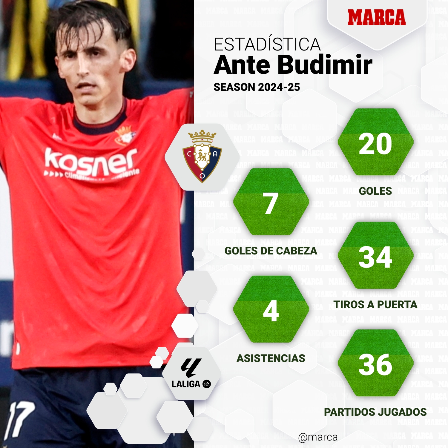 Budimir empata a Julián Vergara y vuelve a hacer historia con Osasuna