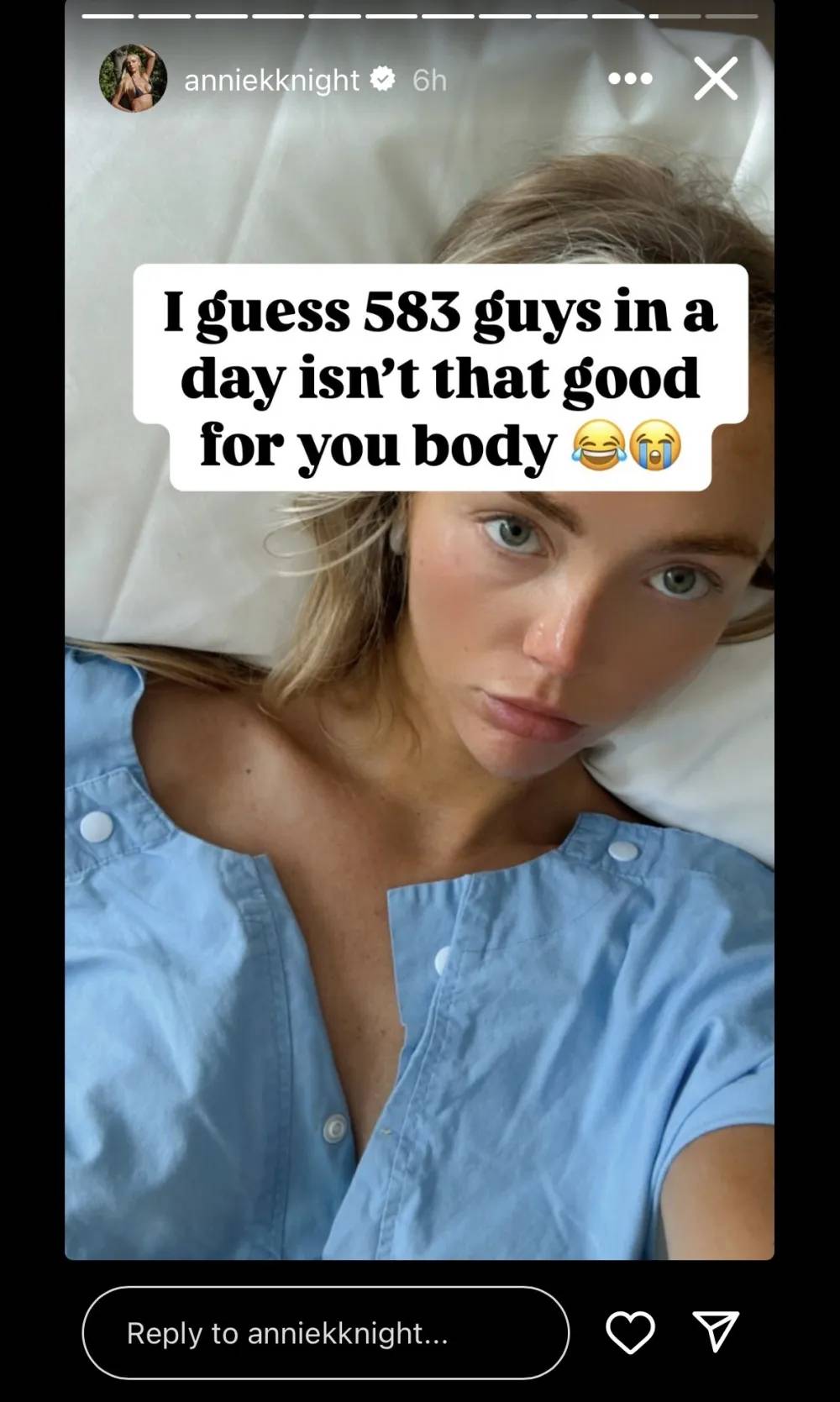 Annie Knight, modelo de Onlyfans, hospitalizada después de mantener ...