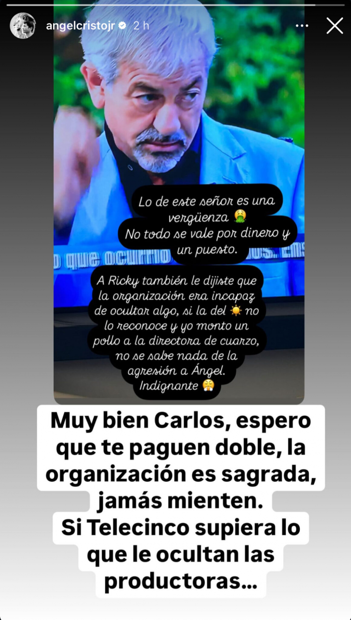 Ángel Cristo, sobre la productora de ‘Supervivientes’ tras lo sucedido ...